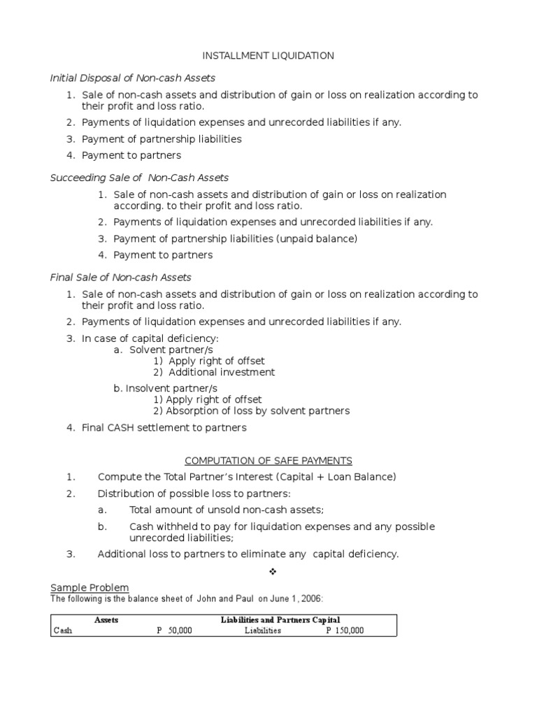 Installment Liquidation Lecture Notes | PDF | Liquidation | Expense
