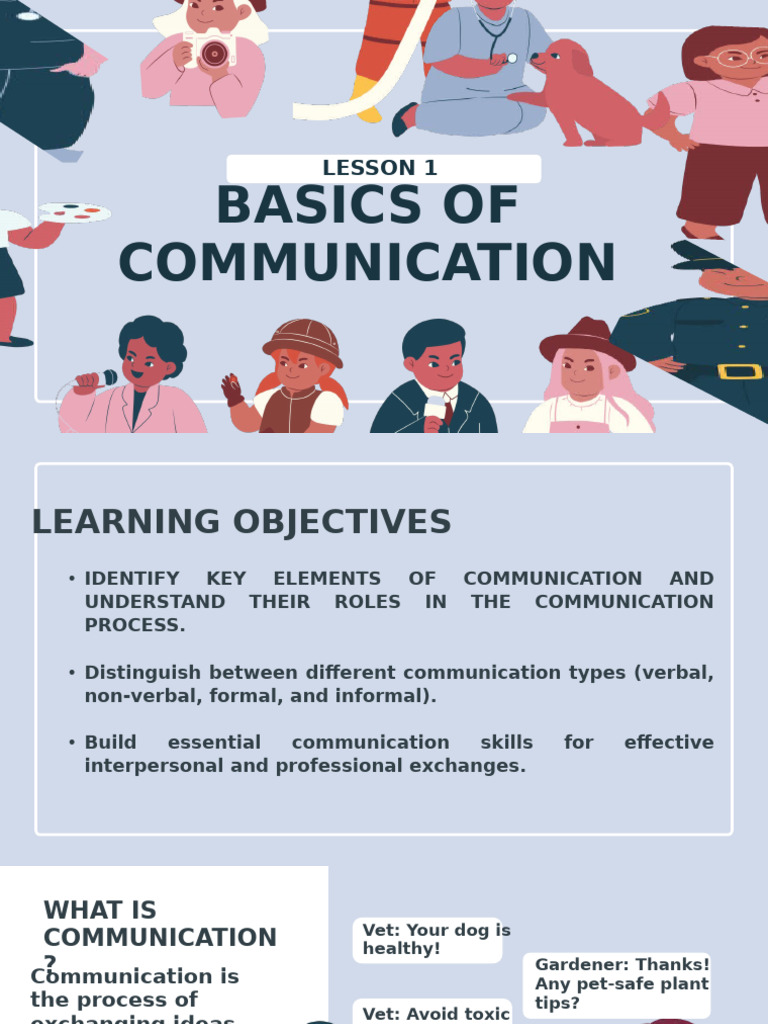 Lesson 1 The Basics of Communication | PDF | Communication | Nonverbal ...