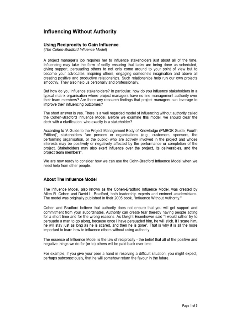 + Influencing - Without - Authority - Surinder - Lamba - 1 | PDF | Cognition | Psychological ...