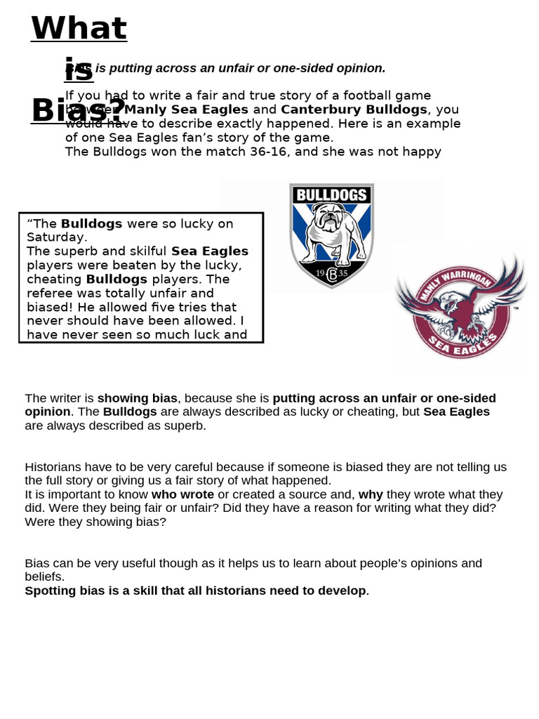 bias worksheet | PDF | Bias