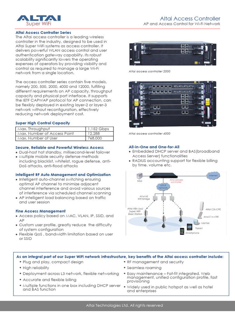 Altai Access Controller for Wi-Fi Management | PDF | Computer Network ...