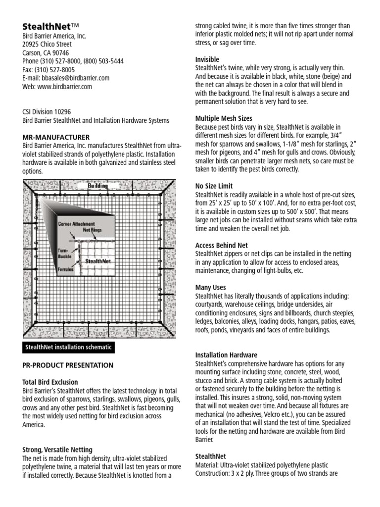 spec_StealthNet | PDF | Screw | Stainless Steel