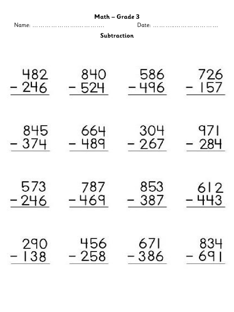 Addition and Subtraction Worksheet G3 | PDF