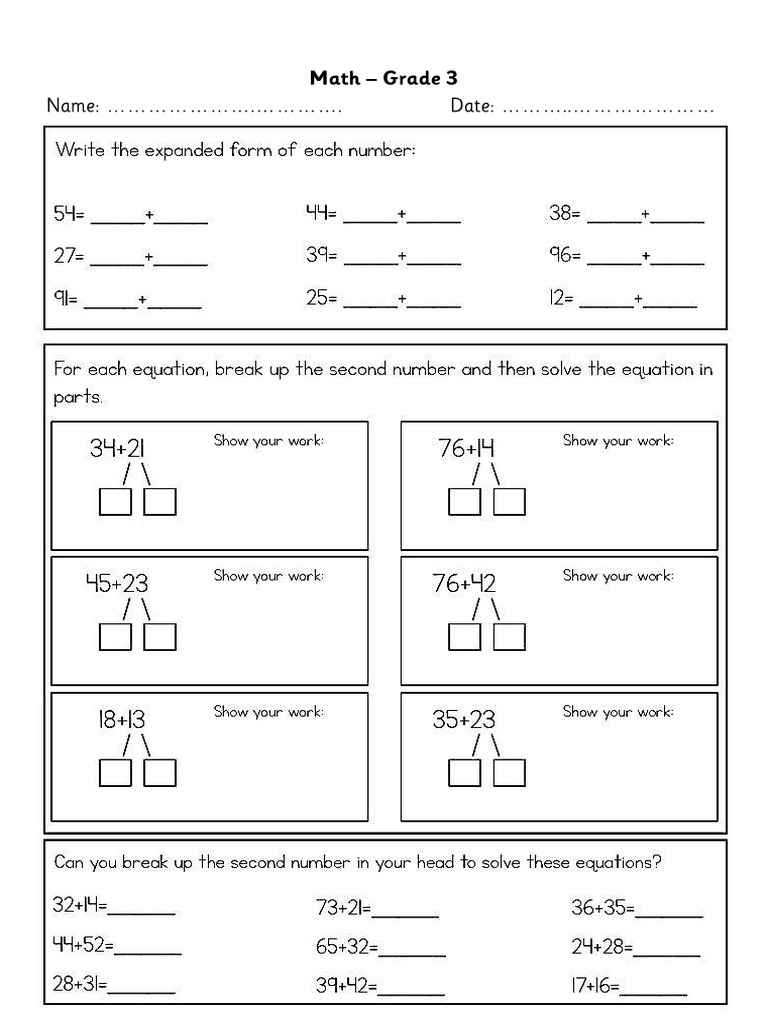 Addition and Subtraction Worksheet G3 | PDF