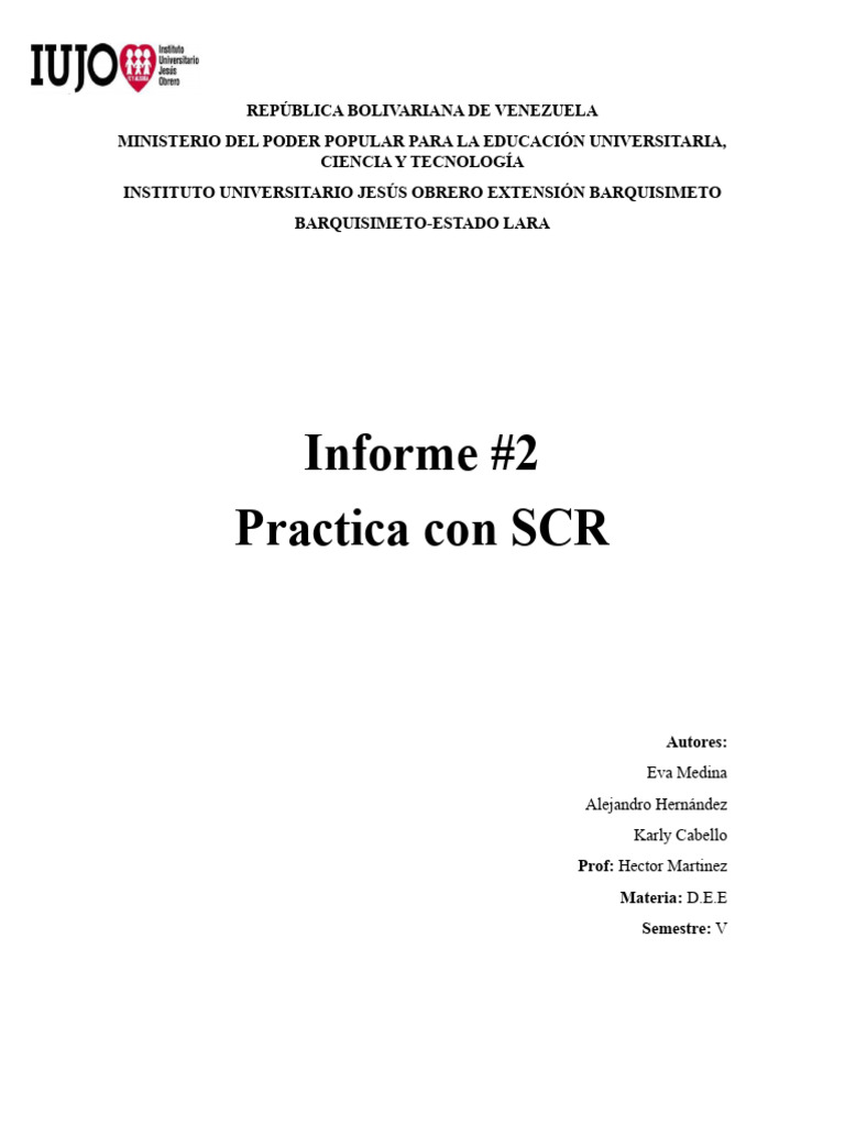 Práctica de SCR en Electrónica de Potencia | PDF | Rectificador | Poder ...