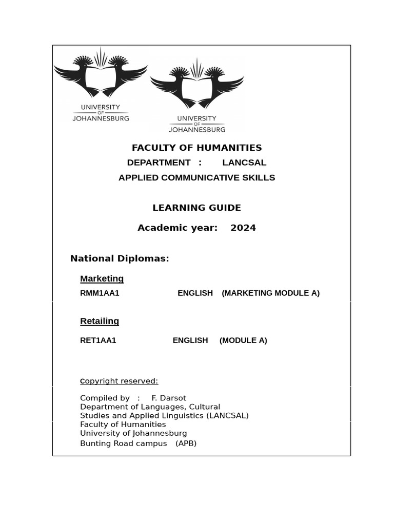 RMM1AA1 RET1AA1 Learning Guide - Sem One 2024 - F Darsot | PDF ...