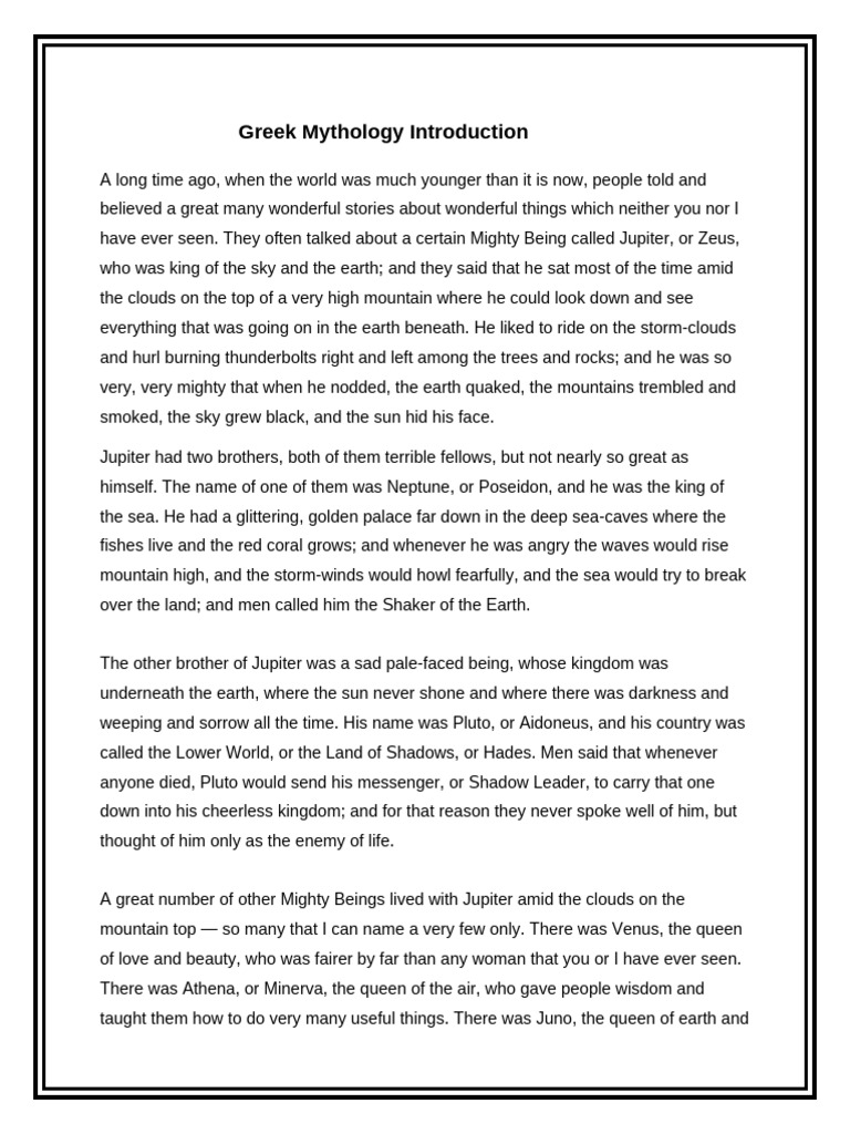 Greek Mythology Introduction | PDF | Hades