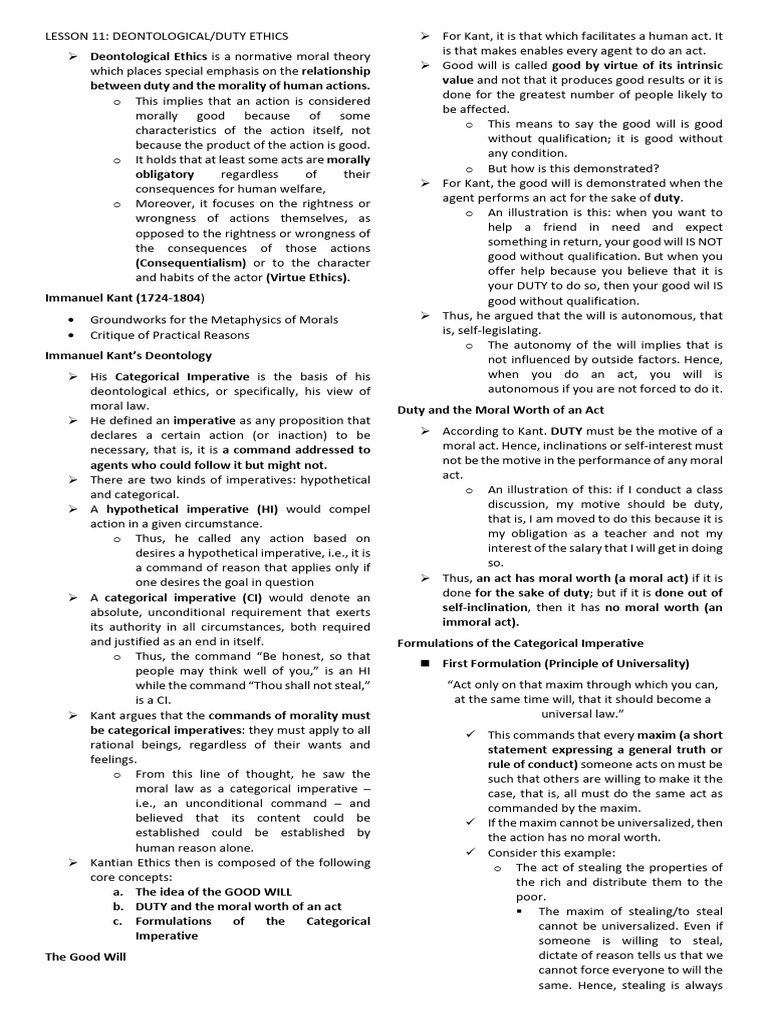 Understanding Deontological Ethics | PDF | Applied Philosophy