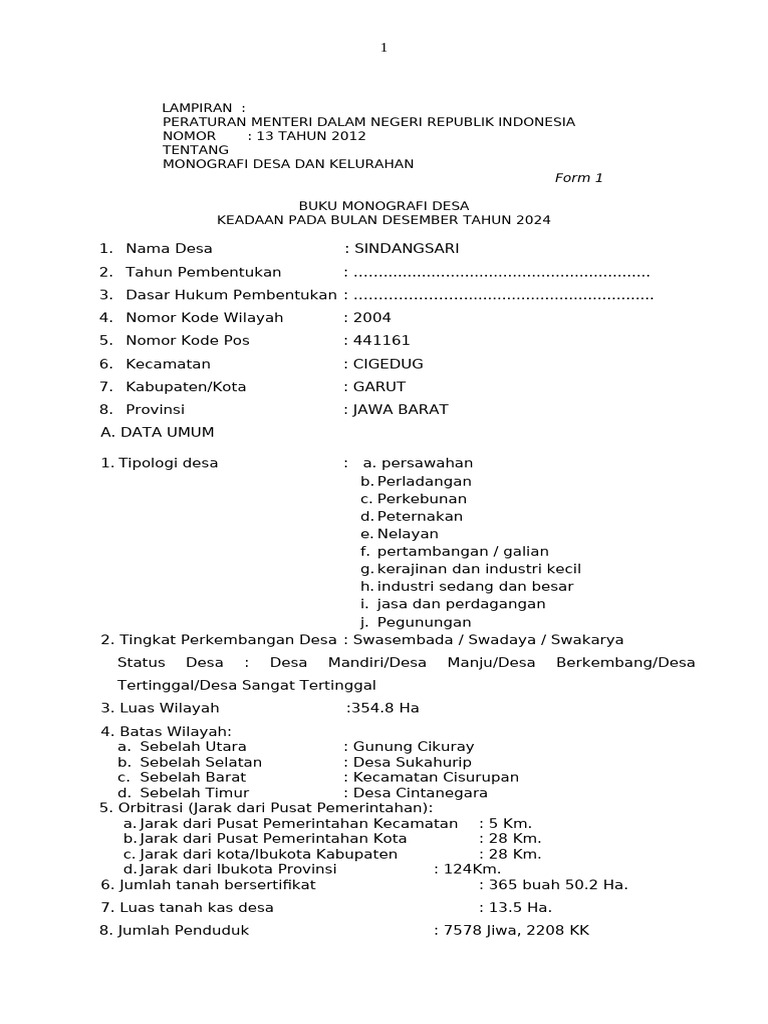 MONOGRAFI DESA_LAMPIRAN | PDF