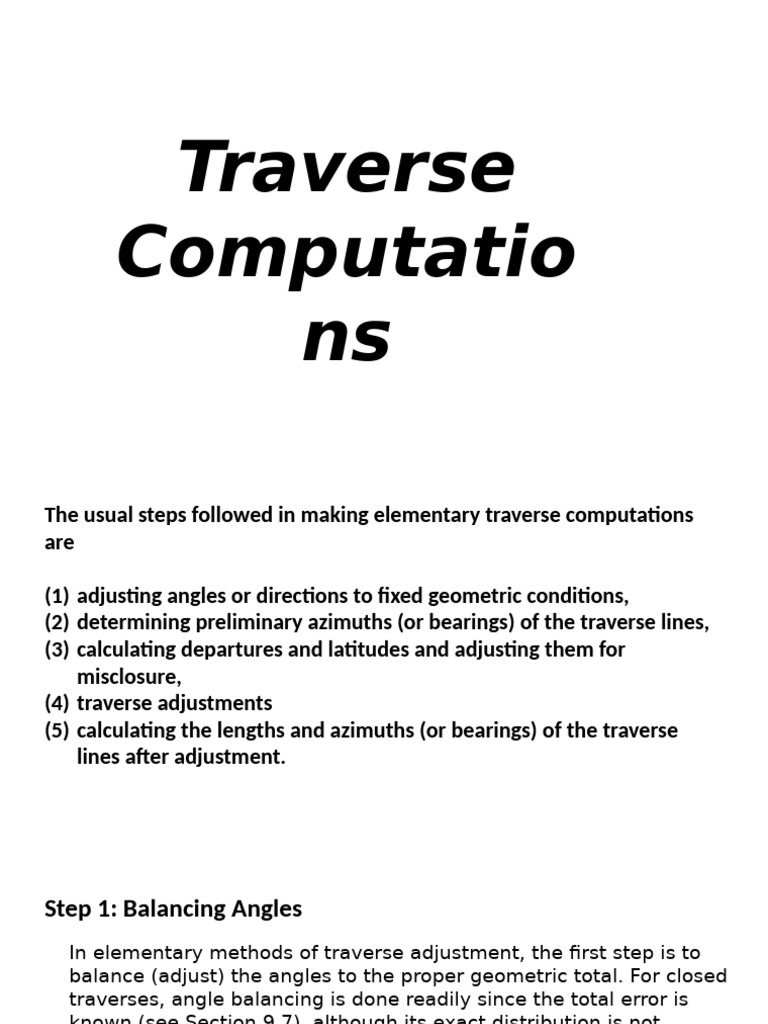 Traverse Computation | PDF | Angle | Azimuth