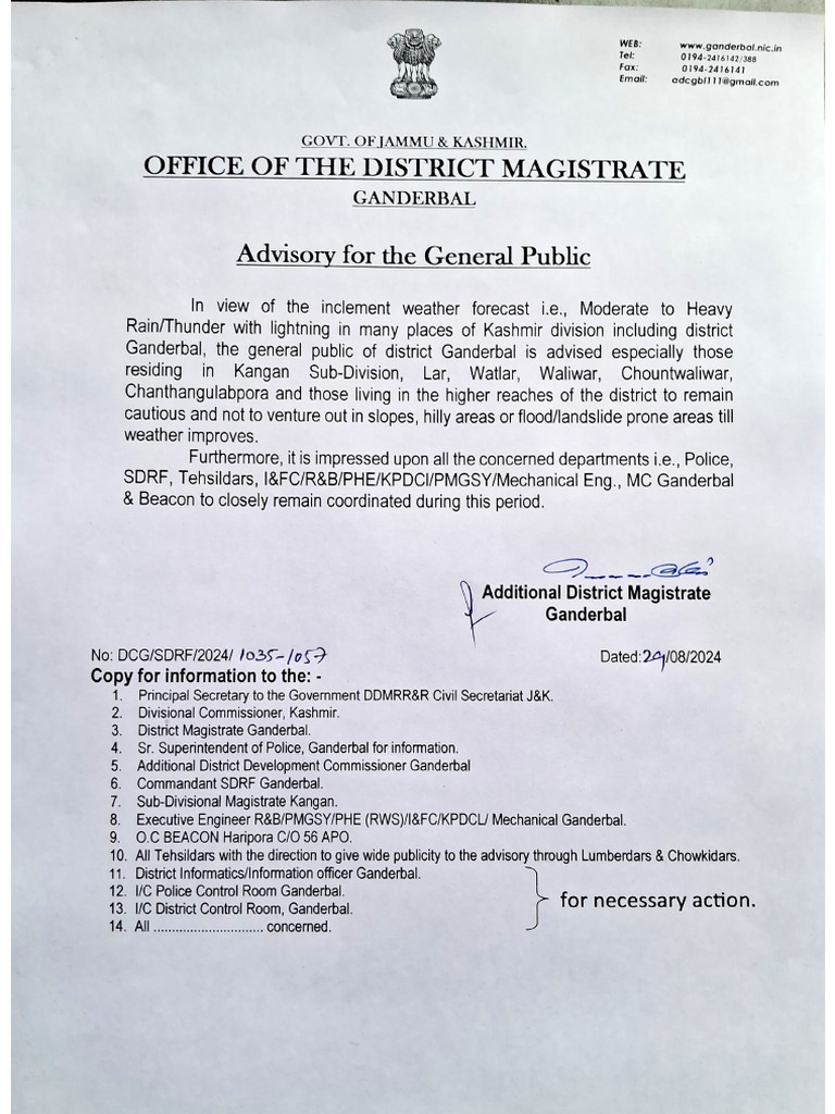 Advisory For The General Public | PDF