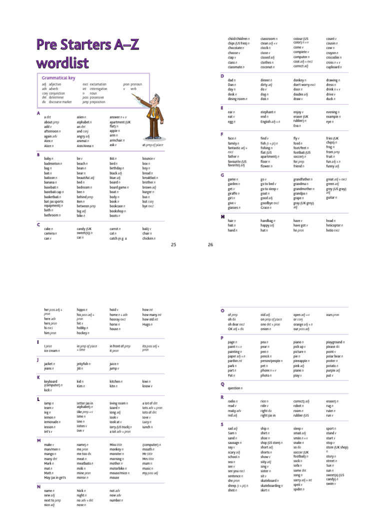 Starters word list | PDF | Linguistics | Linguistic Morphology