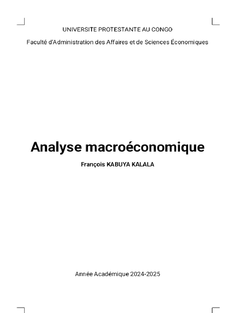 Cours d'analyse macroéconomique-version amandée de décembre 2024 ...