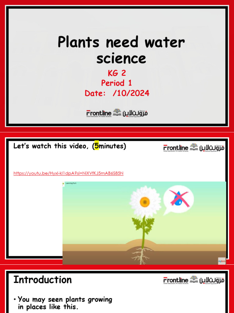 Kg2 Science-Lesson Summary 1.4 Plants Need Water - 1.3 Plants and Light ...
