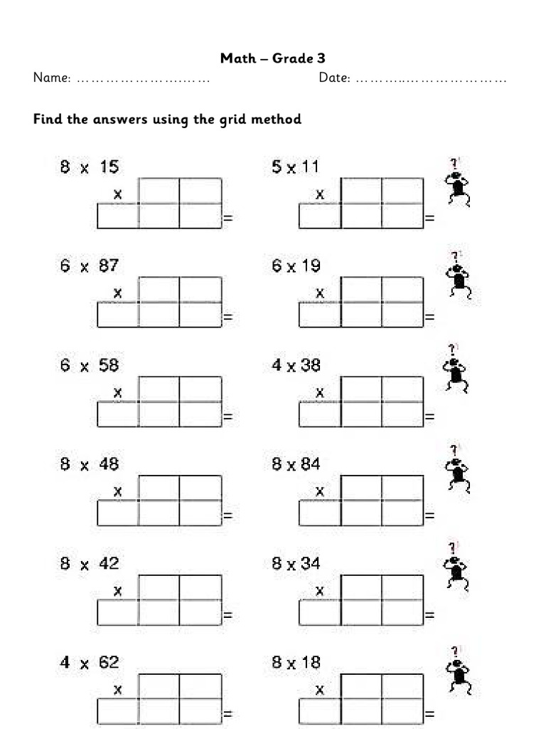 Multiplication and Divition Worksheet G3 | PDF