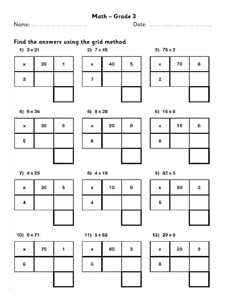 Multiplication and Divition Worksheet G3 | PDF