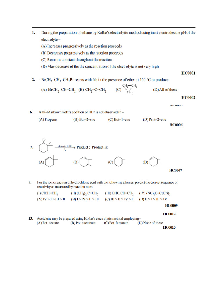 Hydrocarbon Practice Problems | PDF