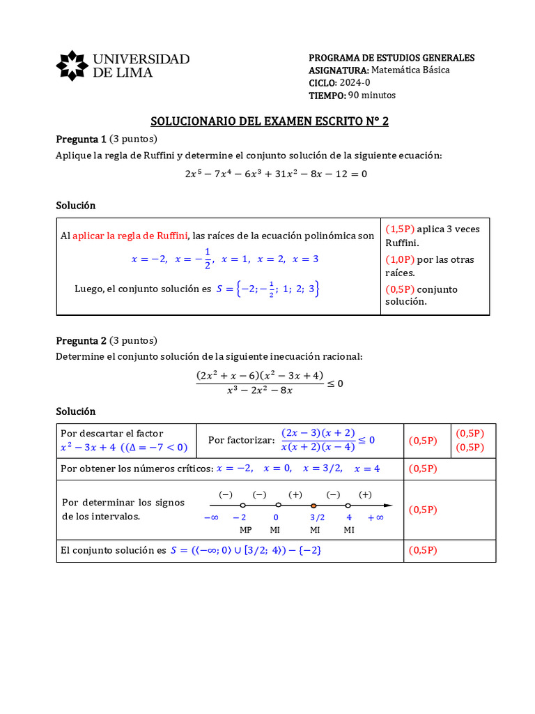 Solución de La EE2 de MB (2024-0)_Ve1 | PDF | Álgebra | Ecuaciones