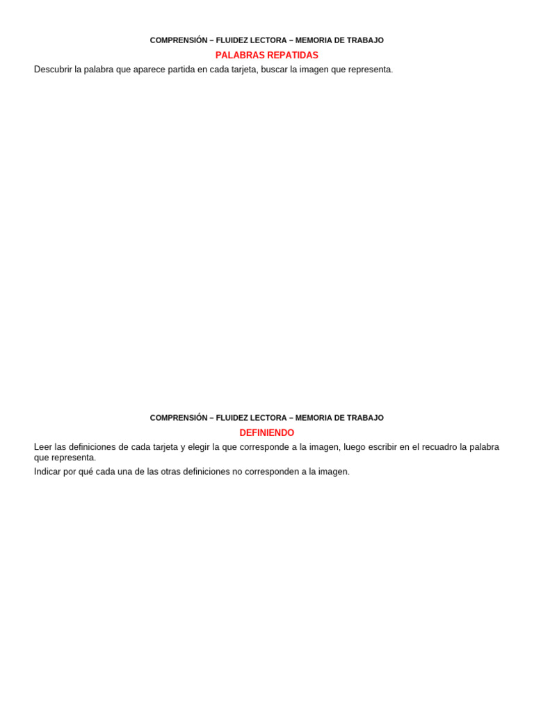 Comprensión - Fluidez Lectora - Memoria de Trabajo | PDF