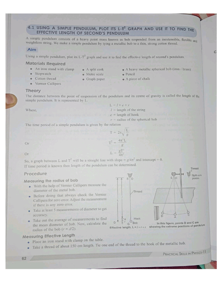 Simple pendulum Experiment | PDF