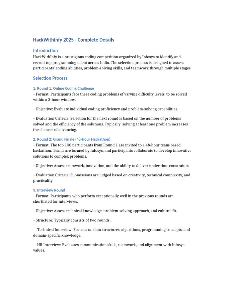 HackWithInfy 2025: Full Guide & Tips | PDF | Computer Programming ...