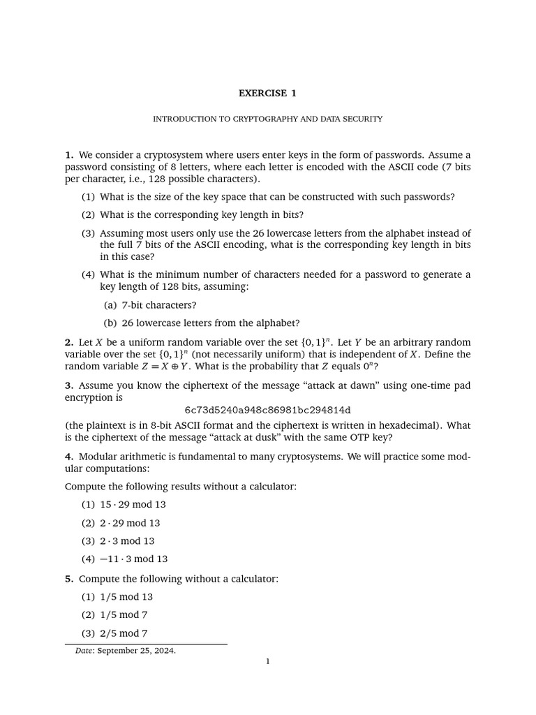 Cryptography and Data Security Exercises | PDF | Secure Communication ...