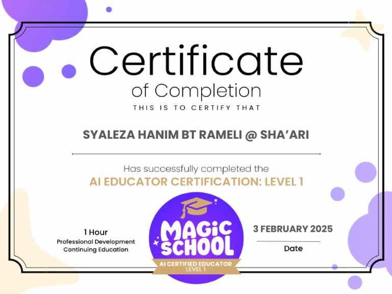 MagicSchool Level 1 Certificate | PDF