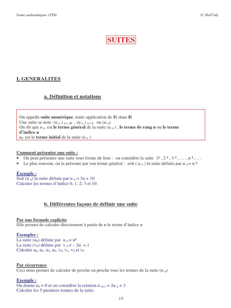 Comprendre les suites numériques et leurs types | PDF | Fonction ...