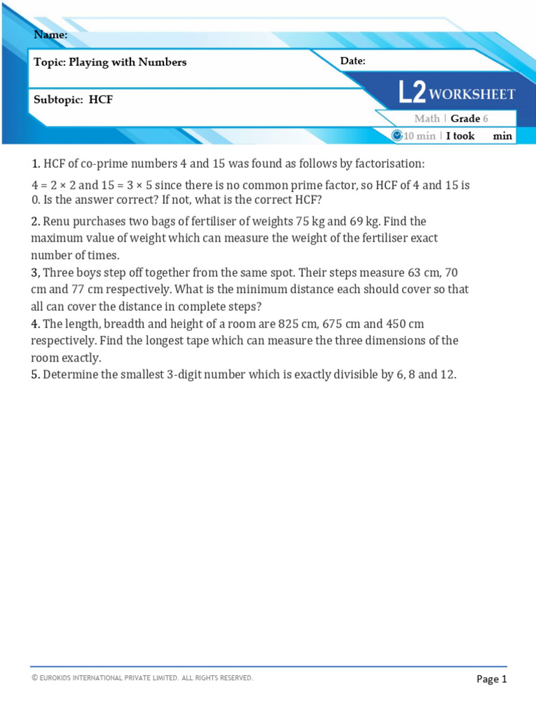 l2 Worksheet Playing With Numbers 3 | PDF