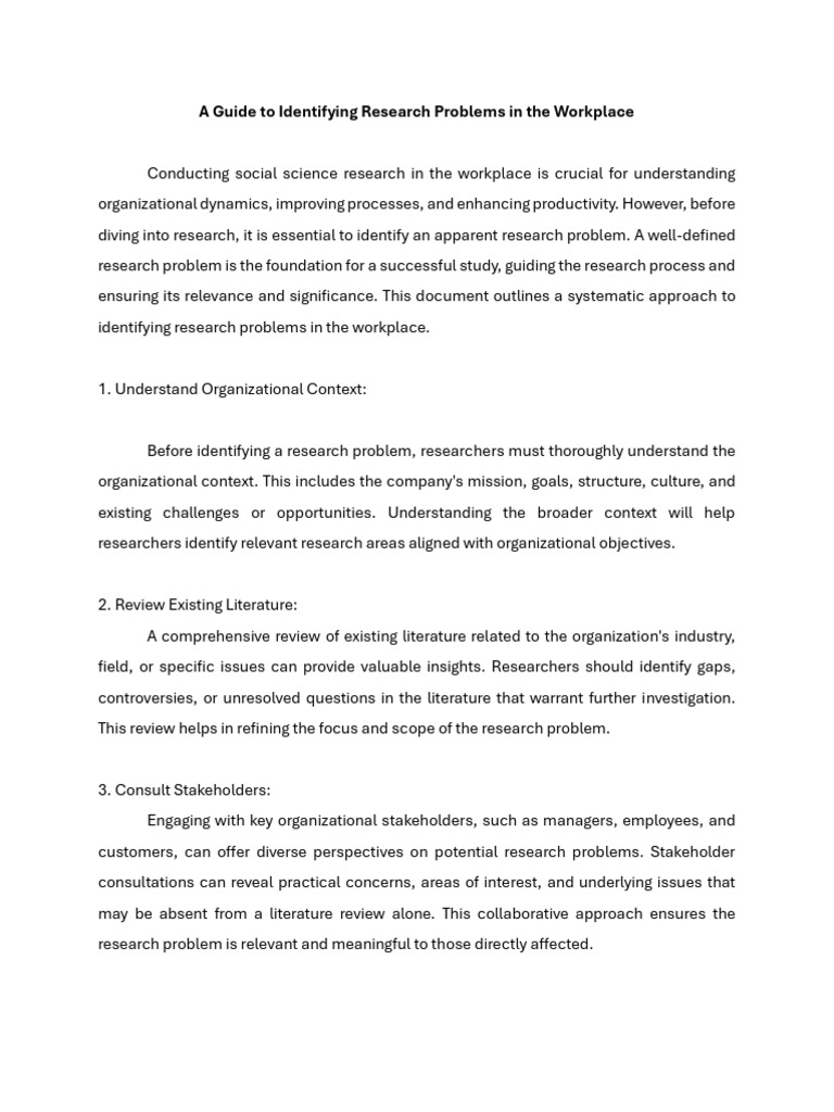 Identifying-Research-Problems-in-the-Workplace | PDF | Brainstorming ...