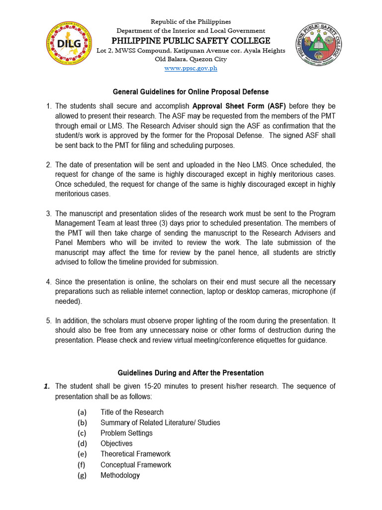 Online Proposal Defense Guide | PDF