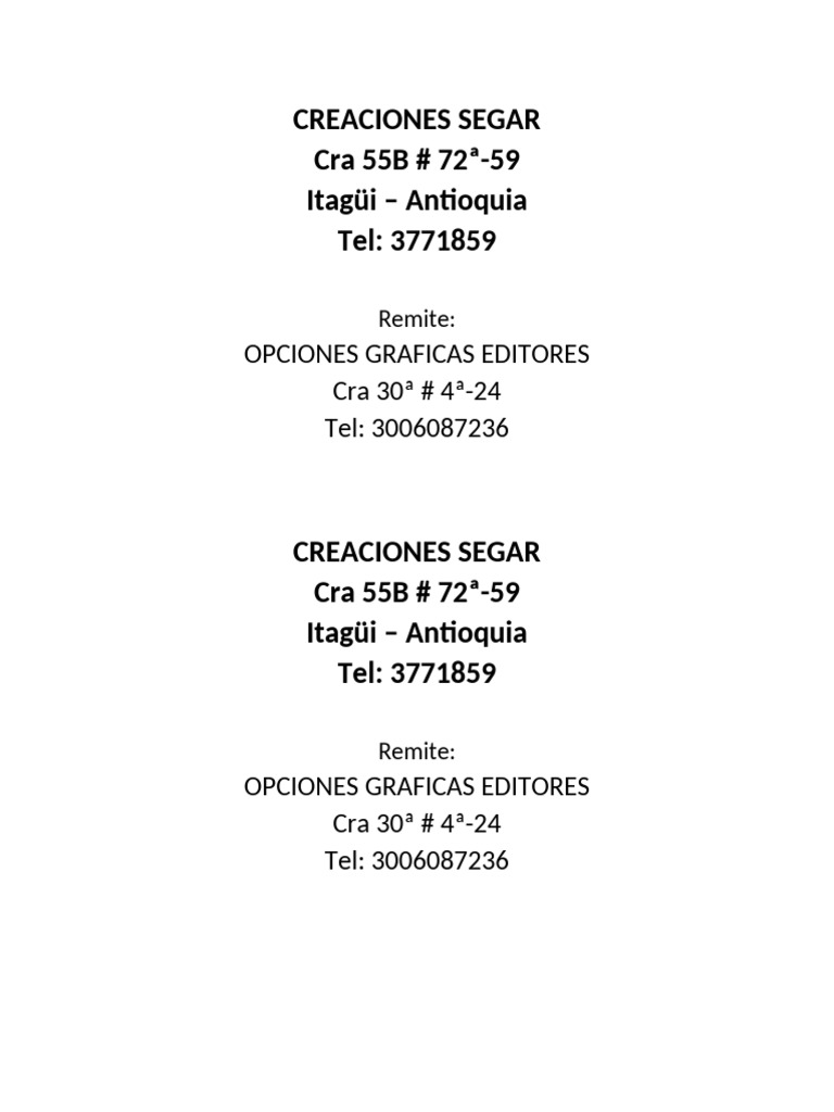 Creaciones Segar | PDF