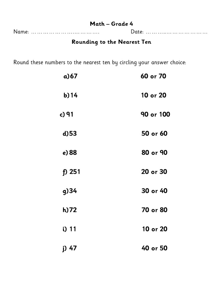 All About Rounding Worksheet G4 | PDF
