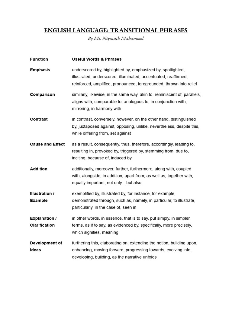 Essential English Connectives Guide | PDF