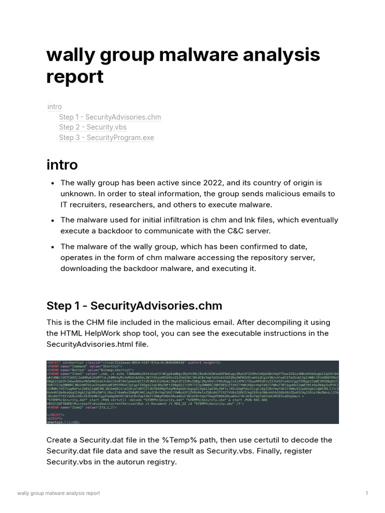 Wally Group Malware Analysis Report | PDF | Malware | Information Technology