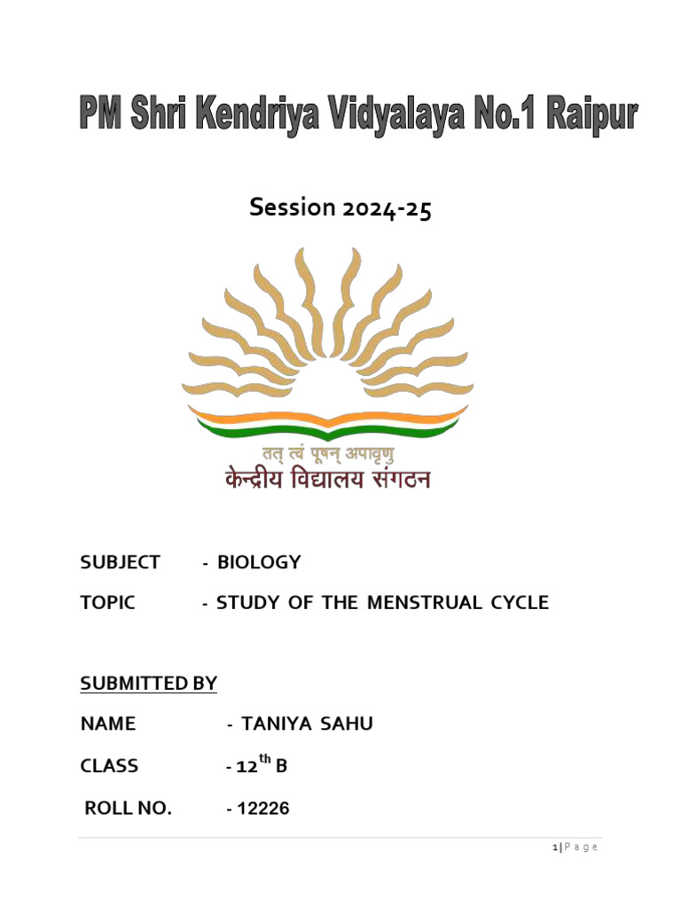 Biology Investigatory Project File Class 12 | PDF | Menstrual Cycle ...