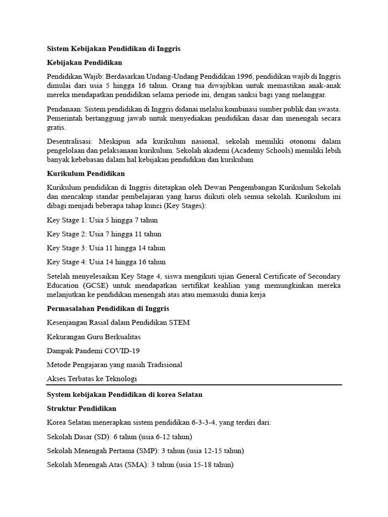 Kebijakan Pendidikan Global: Analisis Perbandingan | PDF