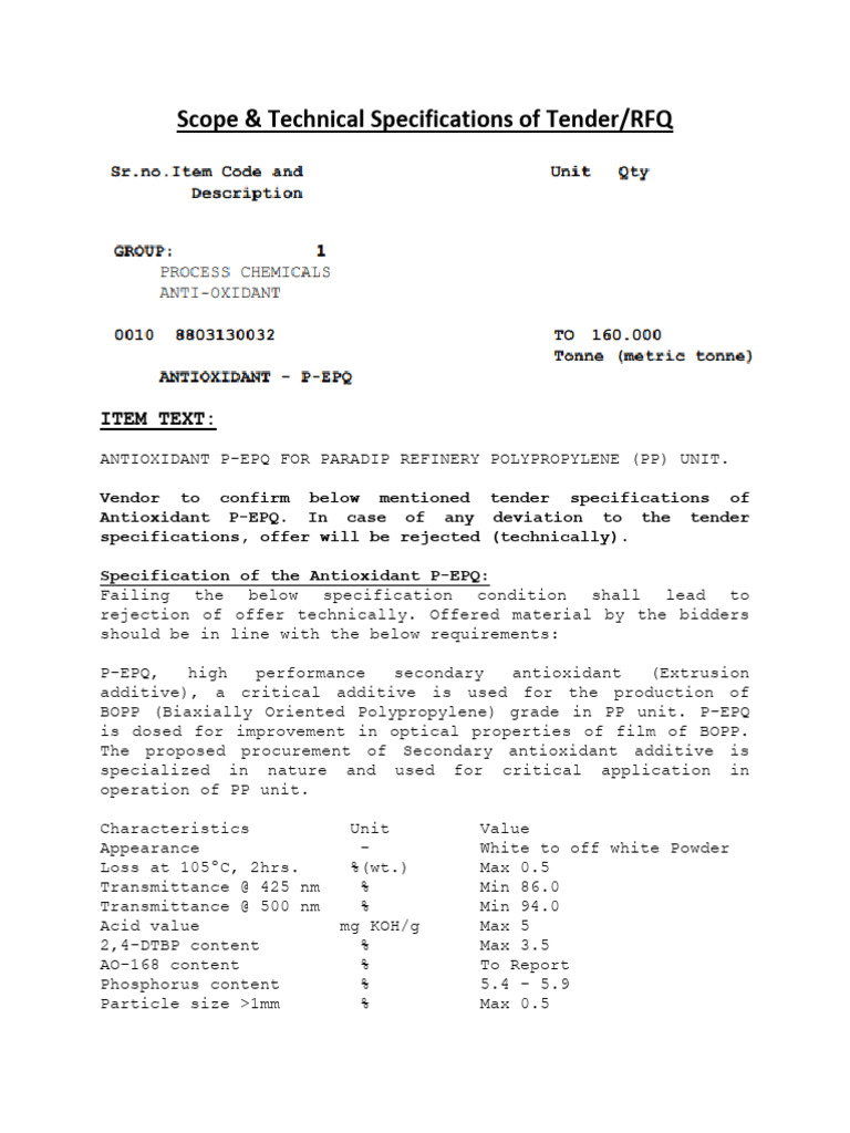 IOCL Tender | PDF | Specification (Technical Standard)