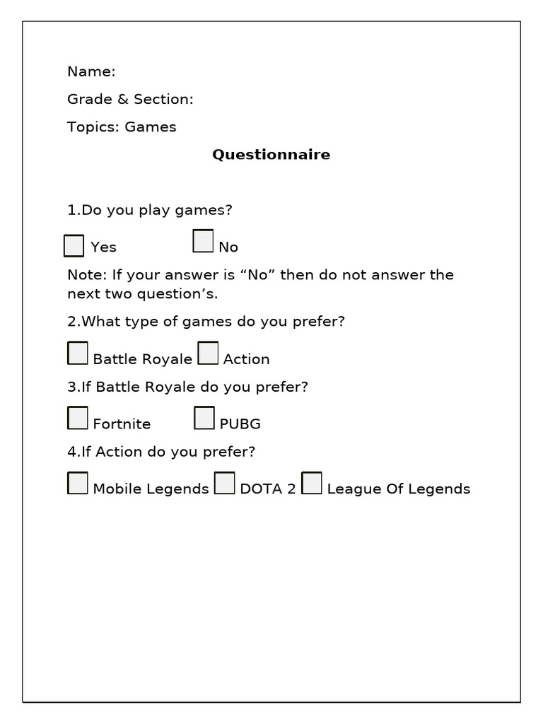 Math Questionnaire | PDF