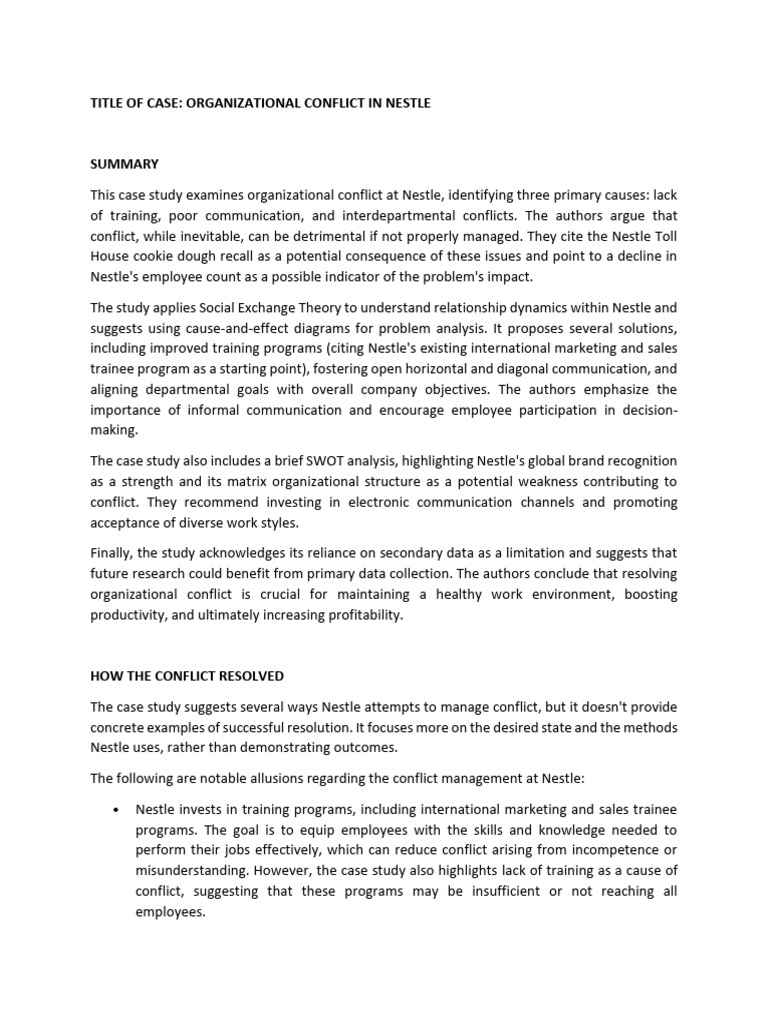 621 - Case Study - Organizational - Conflict - in - Nestle - Salasim ...