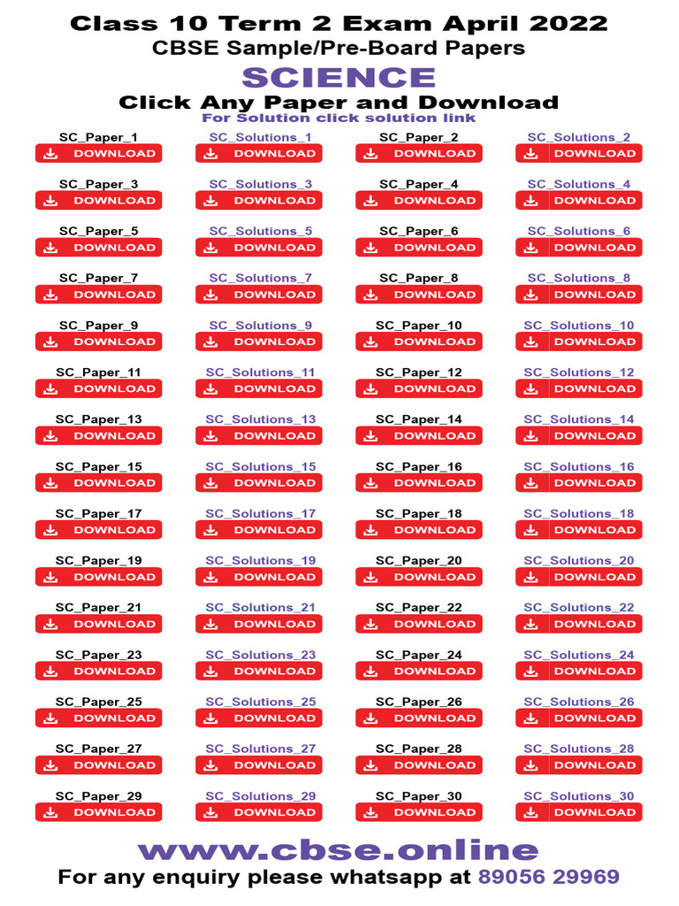 Sample Papers Class X | PDF