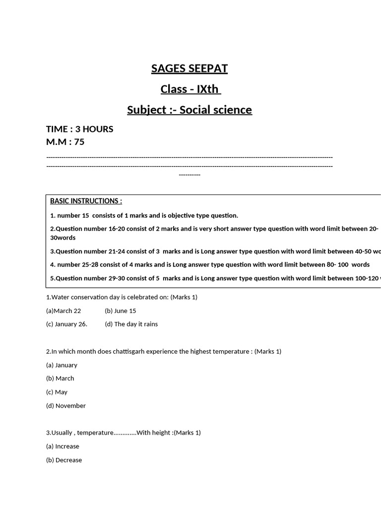 Class 9th social science.-1 | PDF