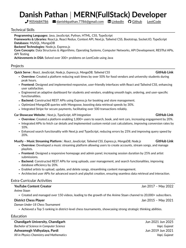 Danish_resume | PDF | Java Script | Computing