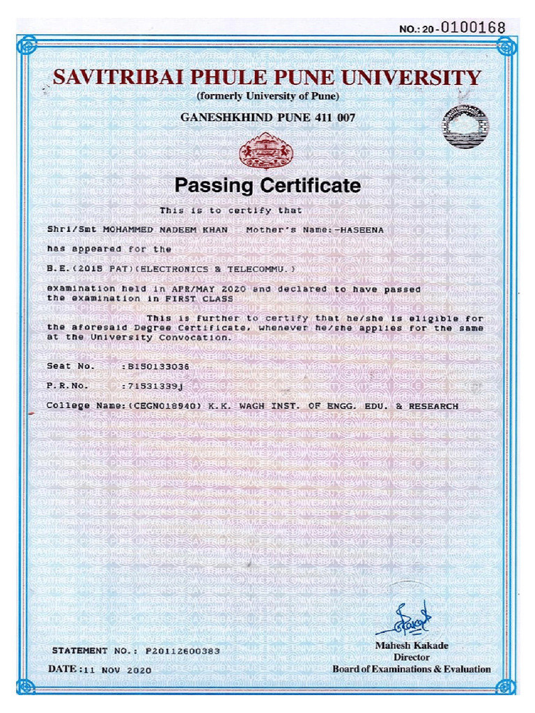 Be Certificate | PDF