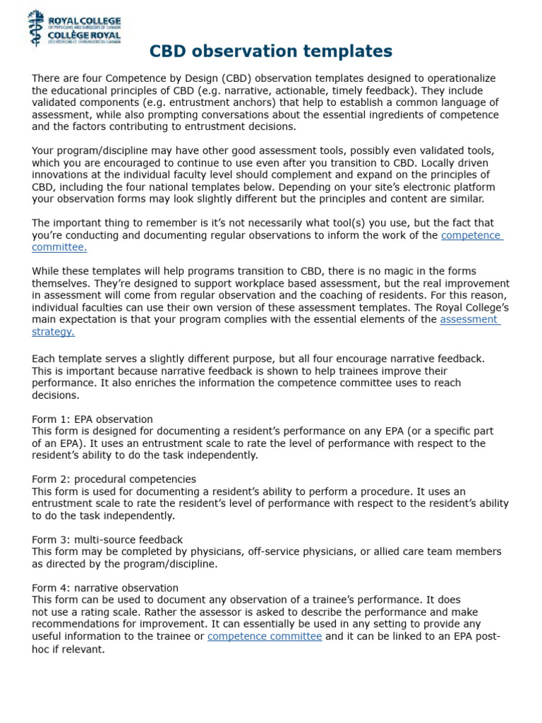 CBD Observation Templates e | PDF | Patient Safety | Medicine
