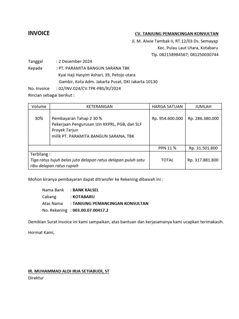 Invoice 30% PBS | PDF