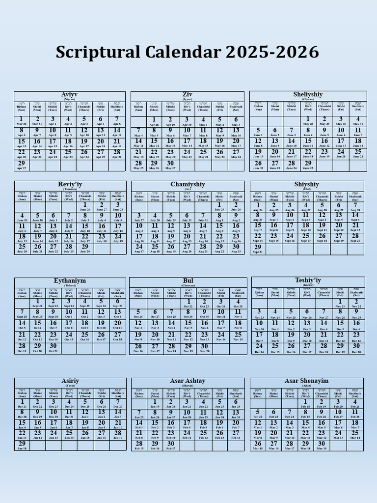 Calendar 2025 2026 English | PDF | Hebrew Calendar | Lunisolar Calendars