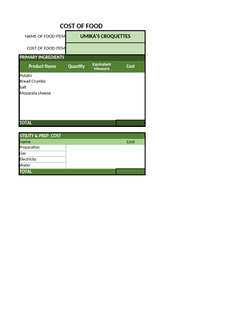 Food Cost Calcu | PDF