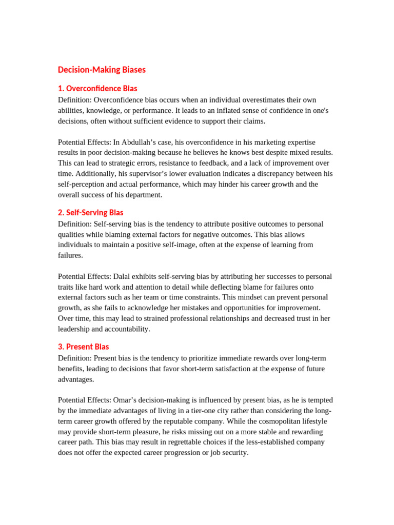 Decision Making Biases Colored | PDF