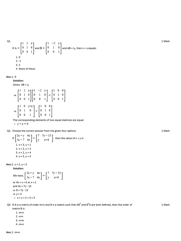 MATRICES | PDF | Matrix (Mathematics) | Functions And Mappings